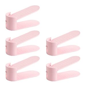 esaah shoe slots organizer, thickening hollow shoe rack adjustable shoe stacker space saver,double deck shoe rack holder for closet organization,pink (color : pink)