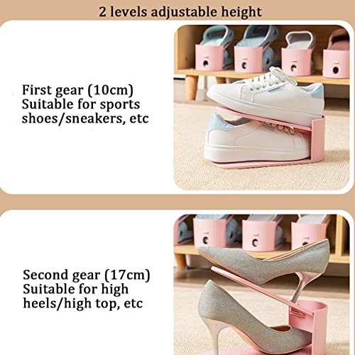 ESAAH Shoe Slots Organizer, Thickening Hollow Shoe Rack Adjustable Shoe Stacker Space Saver,Double Deck Shoe Rack Holder for Closet Organization,Pink (Color : Pink)