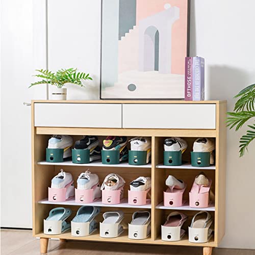 ESAAH Shoe Slots Organizer, Thickening Hollow Shoe Rack Adjustable Shoe Stacker Space Saver,Double Deck Shoe Rack Holder for Closet Organization,Pink (Color : Pink)