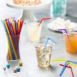 [250 Count] Flexible Disposable Plastic Drinking Straws - 7.75" High - Assorted Colors