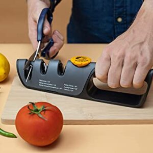 RAZORSHARP™ Knife Sharpener With Adjustable Angle Guide — Diamond-Coated Ceramic Sharpening Stones for All Knives Including Precision Kitchen, Professional, Chef's Knives — Non-Slip Rubber Edge Grip