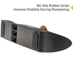 RAZORSHARP™ Knife Sharpener With Adjustable Angle Guide — Diamond-Coated Ceramic Sharpening Stones for All Knives Including Precision Kitchen, Professional, Chef's Knives — Non-Slip Rubber Edge Grip