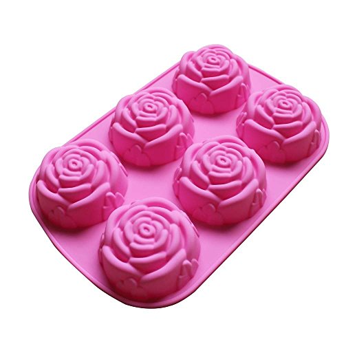 PopBlossom Set of 2 Large Rose Flower Ice Cube Chocolate Soap Tray Mold Silicone Party maker