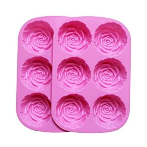 PopBlossom Set of 2 Large Rose Flower Ice Cube Chocolate Soap Tray Mold Silicone Party maker