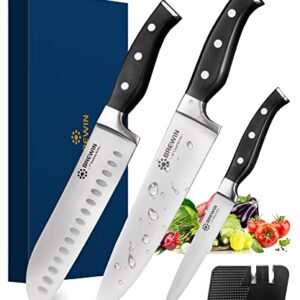 Brewin Professional Kitchen Knives, 3PC Chef Knife Set Sharp Knives Carving Sets for Kitchen High Carbon Stainless Steel, Japanese Cooking Knife with Gift Box