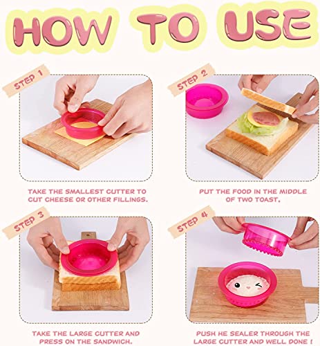 darsun Sandwich Cutter and Sealer, 5 PCS Sandwich Cutter for Kids, Decruster Sandwich Maker, Sandwich Press Crimper DIY Jelly Crustless Sandwich Bread Pie Cookie Cutter for Children Boys Girls