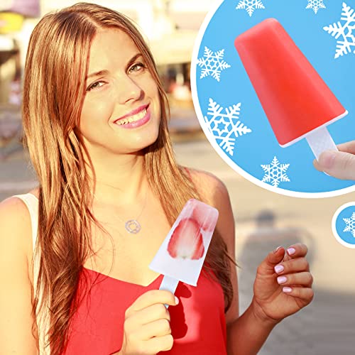 Popsicle Molds,Silicone Ice Pop Molds,BPA Free Popsicle Mold Reusable Easy Release Ice Pop Maker,Homemade Popsicle Mould with Silicone Funnel and Cleaning Brush(Red, 10 Cavities)