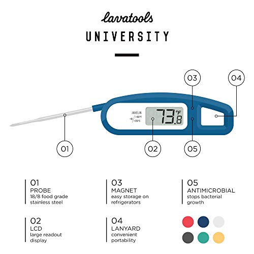 Lavatools PT12 Javelin Digital Instant Read Meat Thermometer for Kitchen, Food Cooking, Grill, BBQ, Smoker, Candy, Home Brewing, Coffee, and Oil Deep Frying