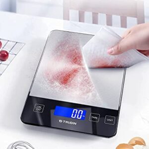 【NASA-Grade】33lb Food Kitchen Digital Scale,【Bread Meat Cookies Measures Precisely】Weight Grams and Ounces for Baking Cooking,1g/0.1oz Precise Graduation,304 Stainless Steel,Waterproof Tempered Glass