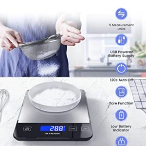 【NASA-Grade】33lb Food Kitchen Digital Scale,【Bread Meat Cookies Measures Precisely】Weight Grams and Ounces for Baking Cooking,1g/0.1oz Precise Graduation,304 Stainless Steel,Waterproof Tempered Glass