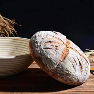 9 Inch Proofing Basket,WERTIOO Banneton Bread Proofing Basket + Bread Lame +Dough Scraper+ Linen Liner Cloth Sourdough Bread Baking Supplies