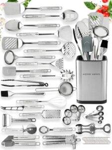 home hero kitchen utensils set - stainless steel cooking utensils set with spatula - kitchen gadgets & kitchen tool gift 54-pcs set