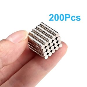 200Pcs Small Magnets, 3x2 mm Mini Tiny Round Magnets, Micro Magnets for Crafts, Miniatures, Refrigerator, Whiteboard, Nail Cutter