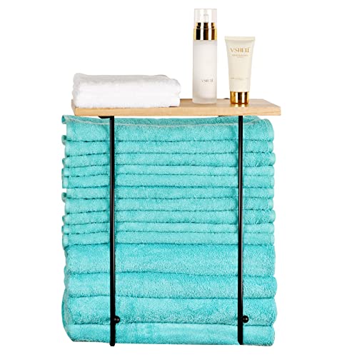 Towel Racks for Bathroom Wall Mounted,HappyHapi Metal Bath Towel Holder Drilling Rustproof Towel Storage Shelf for Large Towel, Washcloths, Hand Towels, Beach Shower Towel(Black)