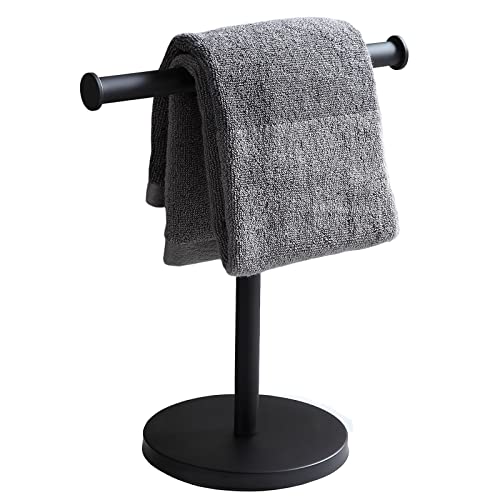 Orlif Towel Rack T-Shape Hand Towel Holder Stand Total Height 13" SUS304 Stainless Steel Towel Bar for Bathroom，Kitchen or Vanity Countertop（Black）