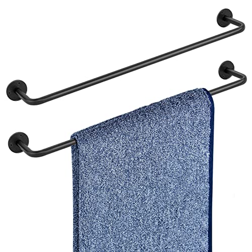 HCHANGEN Towel Rack for Bathroom Towel Holder, Stainless Steel 18 Inch Towel Bar, Towel Rod Wall Mounted, Set of 2 (Black)