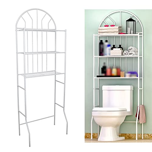 OCASAMI 3-Shelf Over The Toilet Organizer Metal Bathroom Organizer Over Toilet, 3-Tier White Toilet Shelf Organizer Freestanding Storage Space Saver Shelf 69.7x25.6x13.4inch | US Stock