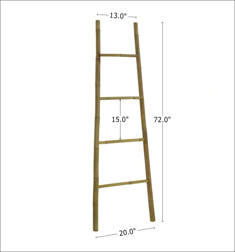 Statra Bamboo Bath Towel Ladder Rack 6 Ft, 72 x 20 x 2 Inches, Natural