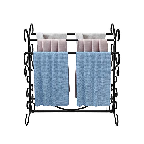 Freestanding Towel Rack 3 Tier Outdoor Pool Towel Drying Holder Standing for Bathroom Floor, Black