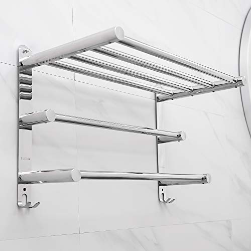 Towel Rack Retractable 19.7 -31.5 Inch Towel Bars Stainless Steel 304 Strong 3M Adhesive Bathroom Wall-mounting Hole-Free mounting Hole-Installing washroom Kitchen Space Saving 3-Tier Shelf Towel Rack