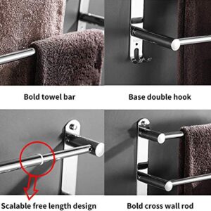 Towel Rack Retractable 19.7 -31.5 Inch Towel Bars Stainless Steel 304 Strong 3M Adhesive Bathroom Wall-mounting Hole-Free mounting Hole-Installing washroom Kitchen Space Saving 3-Tier Shelf Towel Rack