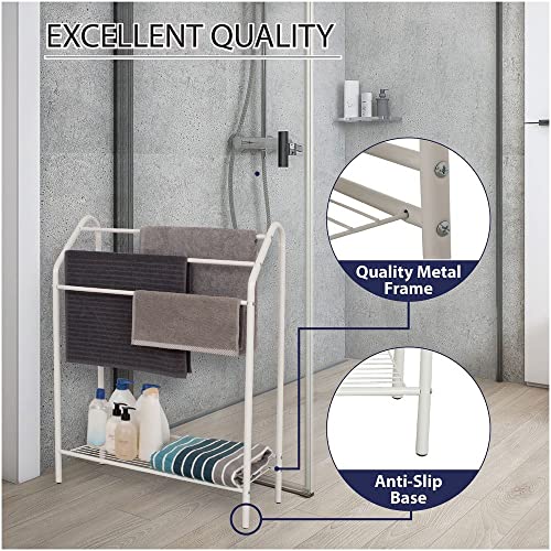 3 Bar Towel Rack w/Shelf for Bathroom and Kitchen, White