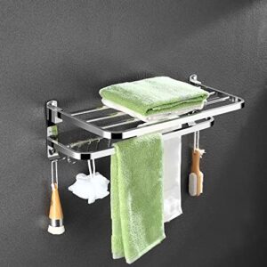 MaiHongda Bathroom Towel Rack with Tower Bars SUS 304 Stainless Steel Bath Towel Shelf (TR-2T Silver)