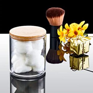 Boxup Air Tight Canister Storage Container with Wooden Lid Holder Bathroom Jars Canisters for Cotton Ball Swab Pad Storage Dispenzer