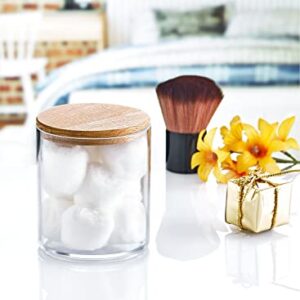 Boxup Air Tight Canister Storage Container with Wooden Lid Holder Bathroom Jars Canisters for Cotton Ball Swab Pad Storage Dispenzer