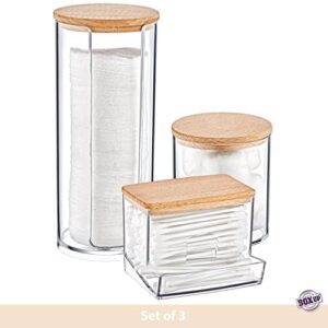 Boxup Air Tight Canister Storage Container with Wooden Lid Holder Bathroom Jars Canisters for Cotton Ball Swab Pad Storage Dispenzer