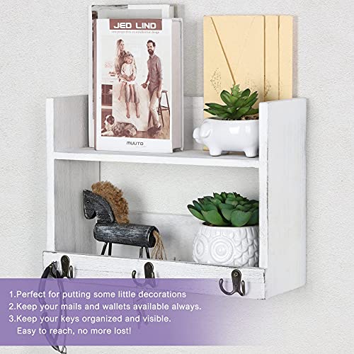 LIANTRAL Bathroom Shelves with Towel Rack, Wall Mount Wood Towel Rack with Shelf and Hooks, Towel Racks for Bathroom Floating Shelves for Bathroom Entryway Rustic Farmhouse