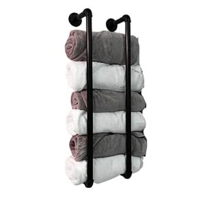 baru decor - industrial pipe towel rack 32 inch, black powder coated, farmhouse bathroom towel storage, holder bathroom wall towel rack, bathroom organization, bath towel holder