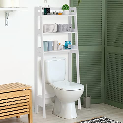 ZenStyle Over The Toilet Storage, 3-Tier Bathroom Space Saver Organizer Rack, Freestanding Above Toilet Stand for Bathroom, Laundry, Restroom, White