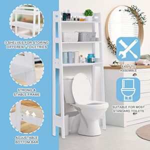 ZenStyle Over The Toilet Storage, 3-Tier Bathroom Space Saver Organizer Rack, Freestanding Above Toilet Stand for Bathroom, Laundry, Restroom, White