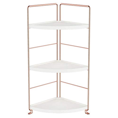 ICCGBHGO Bathroom Countertop Organizer, Corner Shelves Bathroom Vanity Counter Sink Storage, Rose Gold Standing Cosmetic Makeup Spice Rack Tray Cabinet for Kitchen and Bathroom 3-Tier