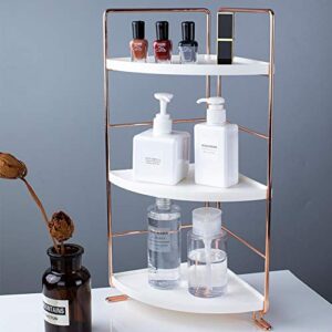 ICCGBHGO Bathroom Countertop Organizer, Corner Shelves Bathroom Vanity Counter Sink Storage, Rose Gold Standing Cosmetic Makeup Spice Rack Tray Cabinet for Kitchen and Bathroom 3-Tier