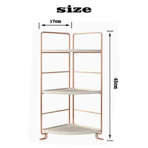 ICCGBHGO Bathroom Countertop Organizer, Corner Shelves Bathroom Vanity Counter Sink Storage, Rose Gold Standing Cosmetic Makeup Spice Rack Tray Cabinet for Kitchen and Bathroom 3-Tier