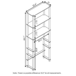 Furinno Turn-N-Tube with 3 Shelves Toilet Space Saver, French Oak Grey/Black