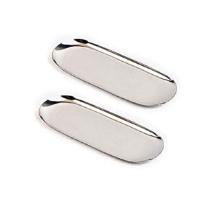 2 pieces stainless steel towel tray storage tray fruit trays cosmetics jewelry organizer,silver,oval