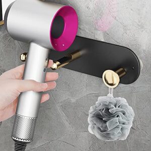 Hair Dryer Holder Wall Mounted, Cheerlike Hair Care Styling Tool Organizer for Bathroom, Bedroom and Hair Salon, Aluminum(Black-Gold)