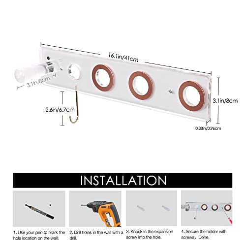 Floatant Wall Mount Hair Dryer Holder for Dyson Supersonic, Acrylic Organizer for Storage Attachments, Wall Mounted Rack with Hook for Accessories Nozzles,Wide-Tooth Comb,Diffuser(Transparent)