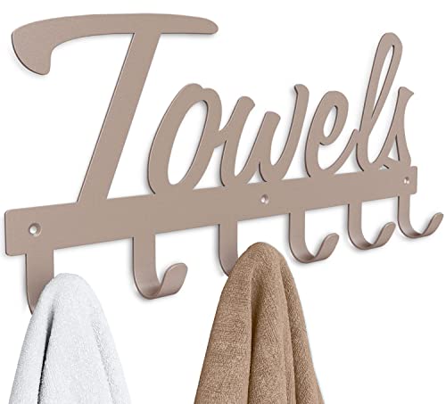 Livelab Towel Rack, Bathroom Towel Racks, 6 Hooks Bronze Towel Holder for Bathroom Wall Mounted Space Saving, Waterproof Rustproof Easy Install Towel Hanger to Hang Your Towels, Robes, Clothing