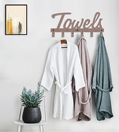 Livelab Towel Rack, Bathroom Towel Racks, 6 Hooks Bronze Towel Holder for Bathroom Wall Mounted Space Saving, Waterproof Rustproof Easy Install Towel Hanger to Hang Your Towels, Robes, Clothing