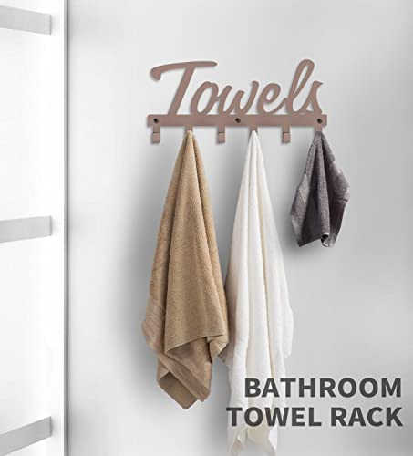 Livelab Towel Rack, Bathroom Towel Racks, 6 Hooks Bronze Towel Holder for Bathroom Wall Mounted Space Saving, Waterproof Rustproof Easy Install Towel Hanger to Hang Your Towels, Robes, Clothing