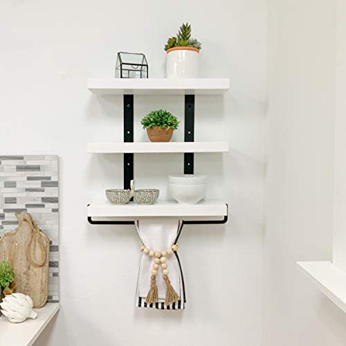 Del Hutson Designs Industrial 3-Tier Floating Shelf with Towel Bar