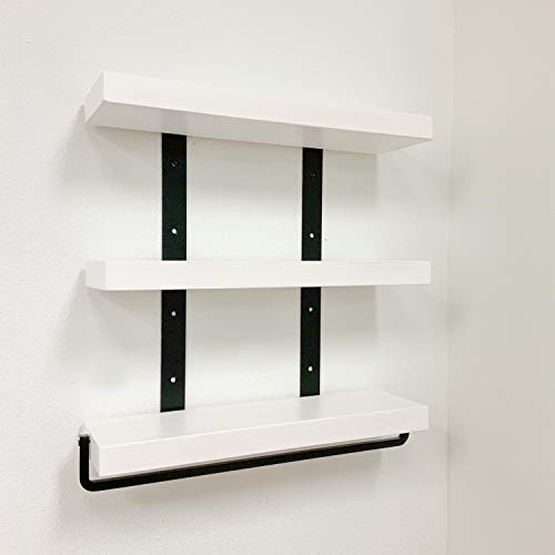 Del Hutson Designs Industrial 3-Tier Floating Shelf with Towel Bar