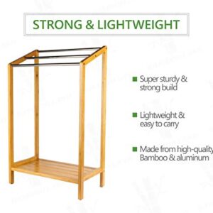 Bamboo Land- Bamboo Freestanding Towel Rack for Bathroom, Bathroom Hand Towel Holder, Outdoor Towel Rack for Pool, Standing Towel Rack, Towel Racks for Bathroom Freestanding, Towel Holder Stand