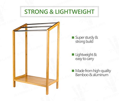 Bamboo Land- Bamboo Freestanding Towel Rack for Bathroom, Bathroom Hand Towel Holder, Outdoor Towel Rack for Pool, Standing Towel Rack, Towel Racks for Bathroom Freestanding, Towel Holder Stand