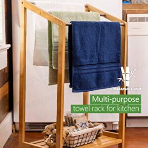 Bamboo Land- Bamboo Freestanding Towel Rack for Bathroom, Bathroom Hand Towel Holder, Outdoor Towel Rack for Pool, Standing Towel Rack, Towel Racks for Bathroom Freestanding, Towel Holder Stand