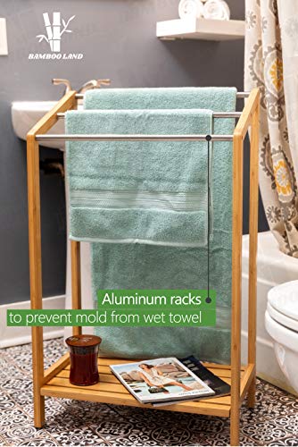 Bamboo Land- Bamboo Freestanding Towel Rack for Bathroom, Bathroom Hand Towel Holder, Outdoor Towel Rack for Pool, Standing Towel Rack, Towel Racks for Bathroom Freestanding, Towel Holder Stand